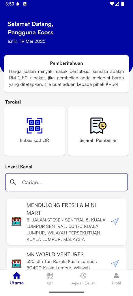 CARA DAFTAR AKAUN eCOSS UNTUK PEMBELIAN MINYAK MASAK BERSUBSIDI | PORTAL BANTUAN